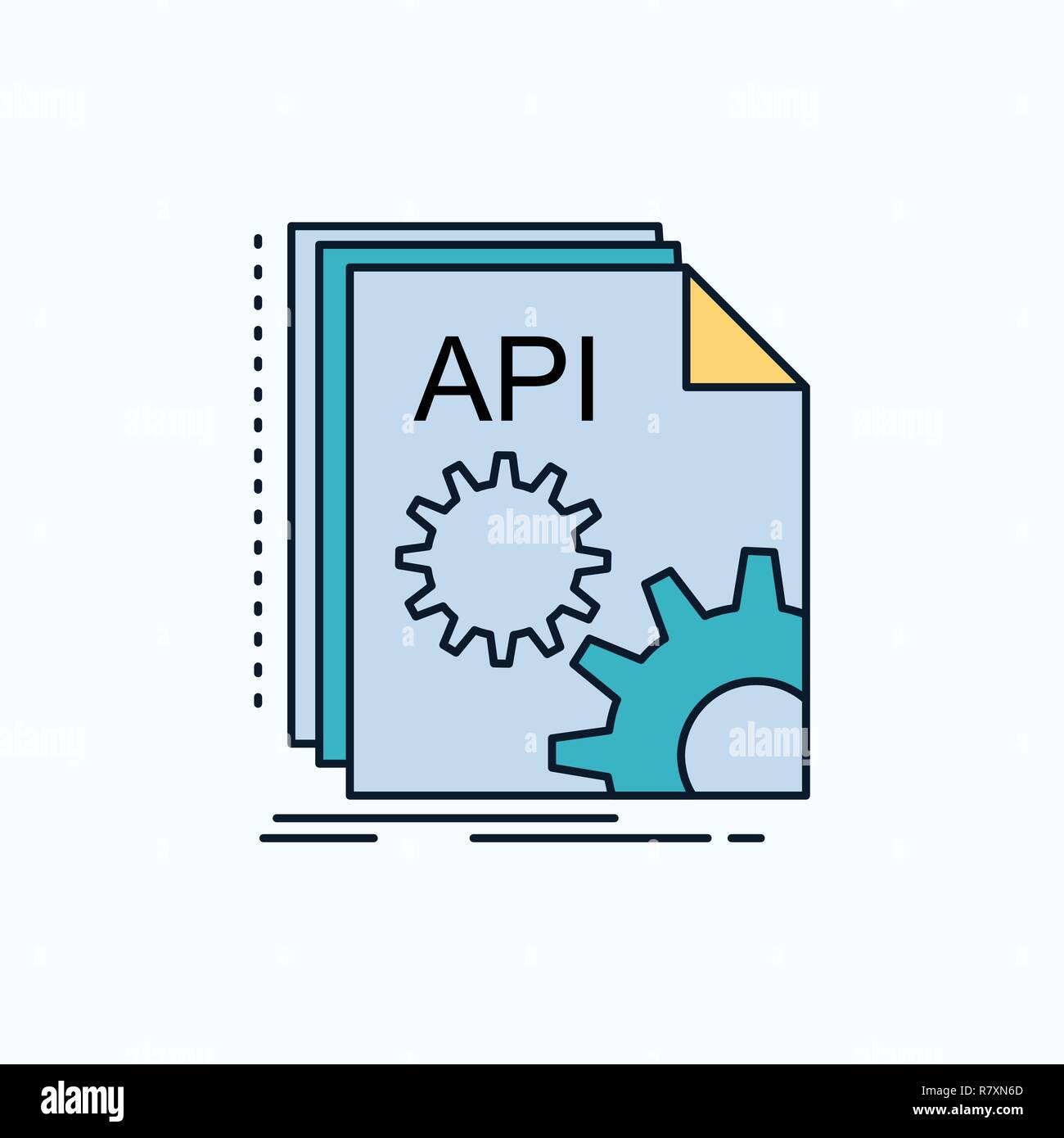 Api App Coding Developer Software Flat Icon Green And Yellow Sign And Symbols For Website