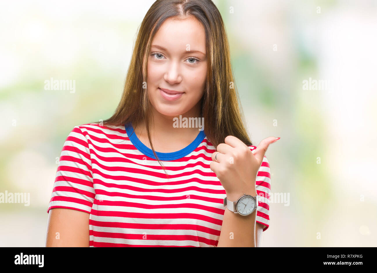 Young caucasian beautiful woman over isolated background smiling with ...