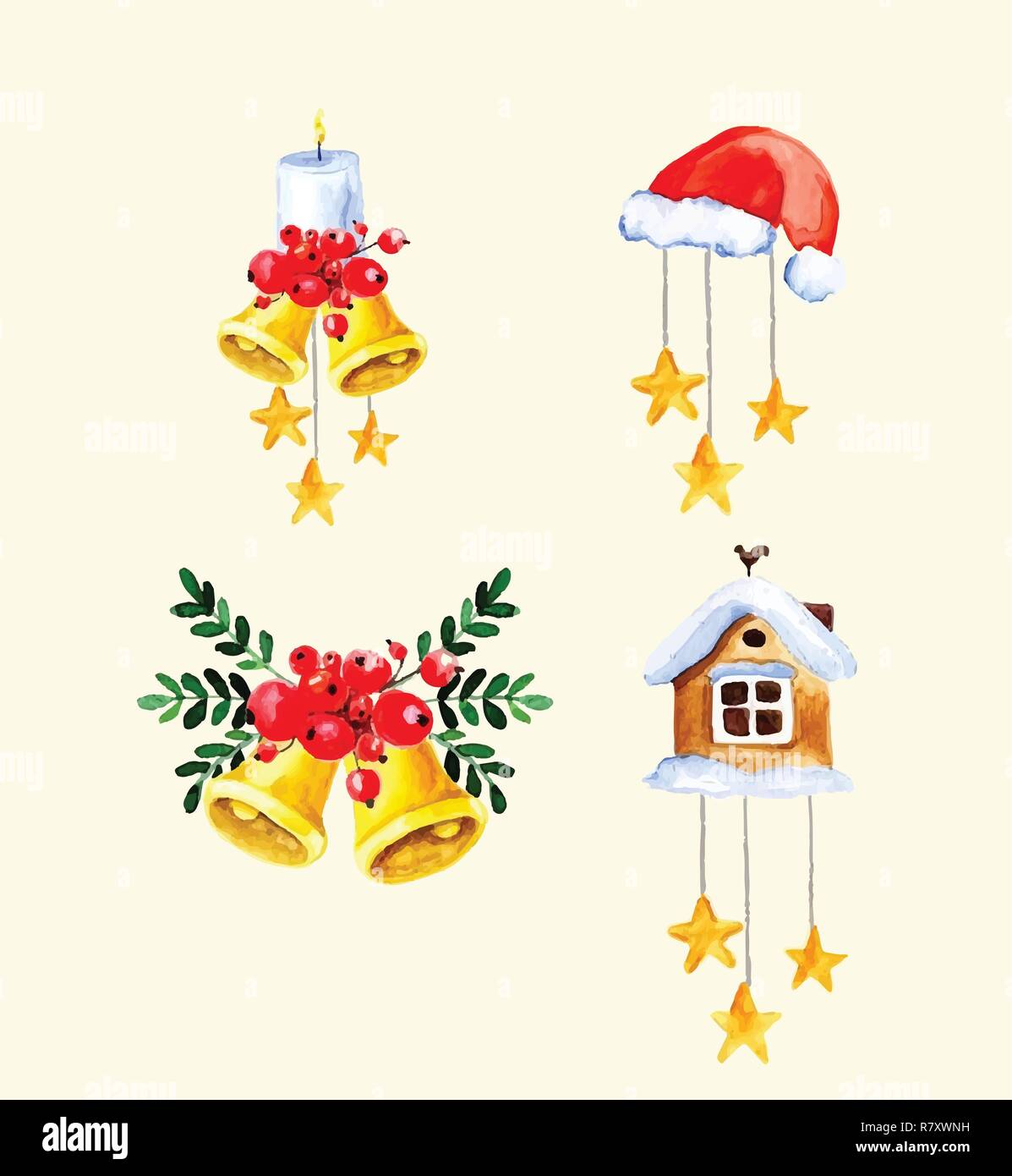 Christmas bells. Watercolor illustration Stock Vector Image & Art - Alamy