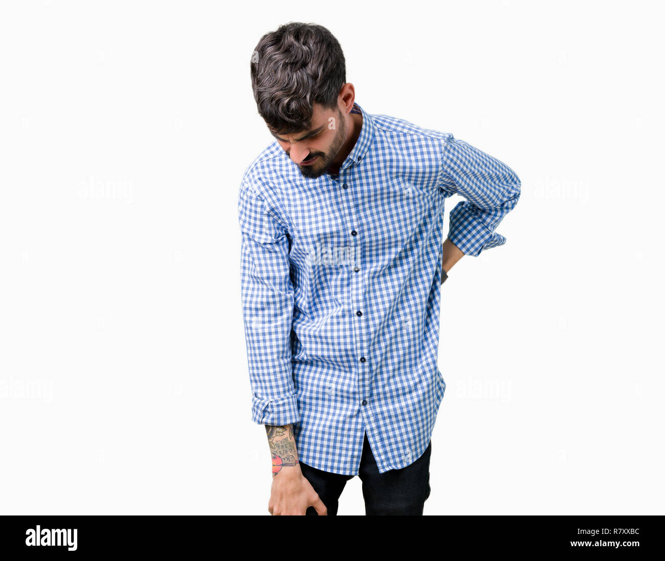 Young handsome business man over isolated background Suffering of ...