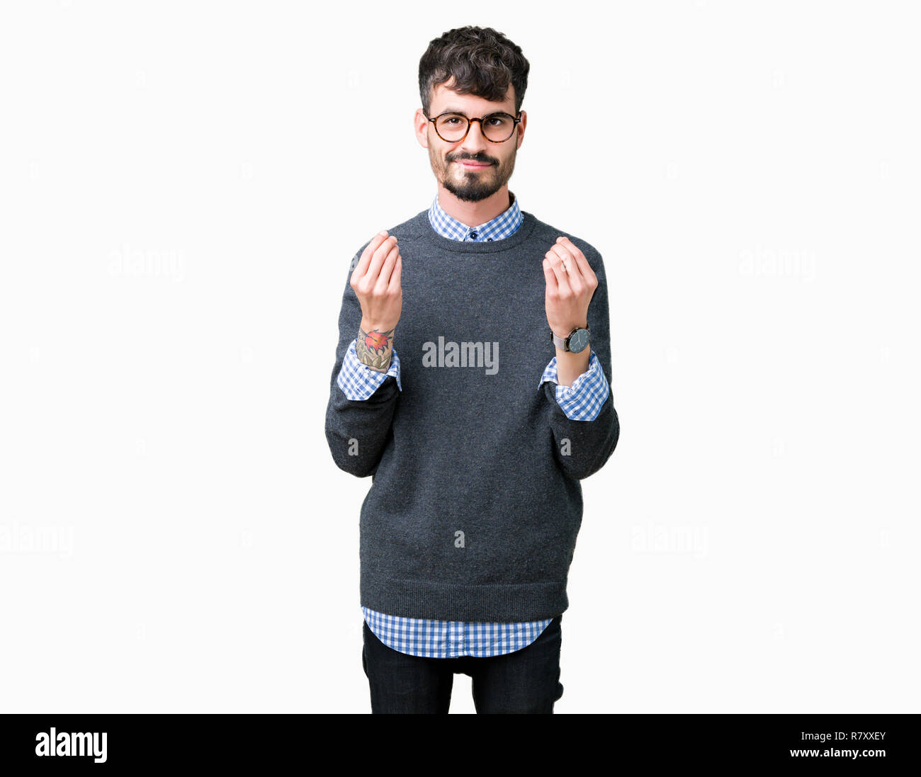 Man gesturing smart glasses Cut Out Stock Images & Pictures - Alamy