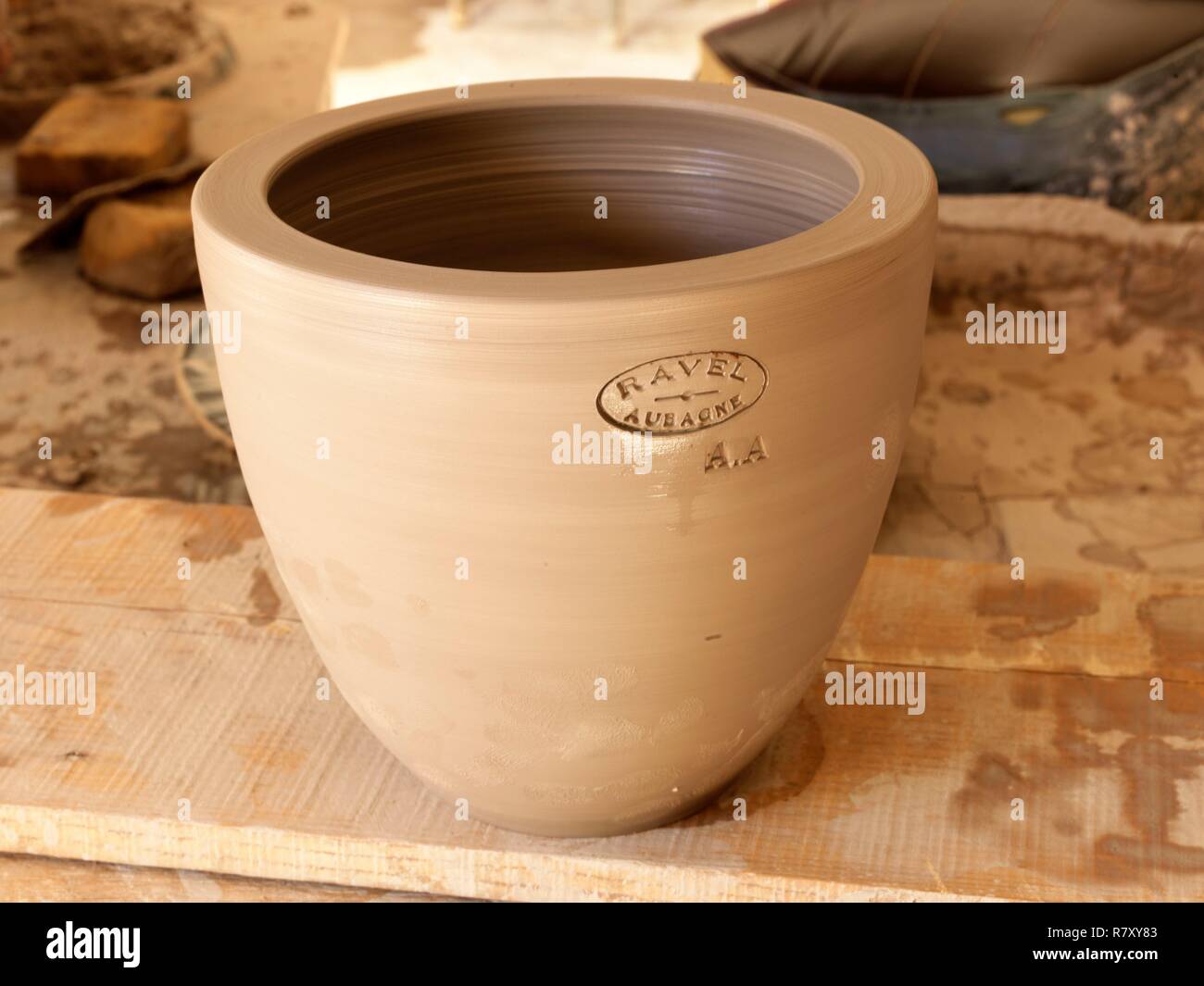 France, Bouches du Rhone, Aubagne, Ravel pottery, finishing workshop ...