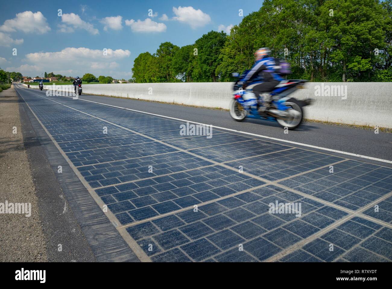 France, Orne, Tourouvre, solar road, one kilometer road, equipped with ...