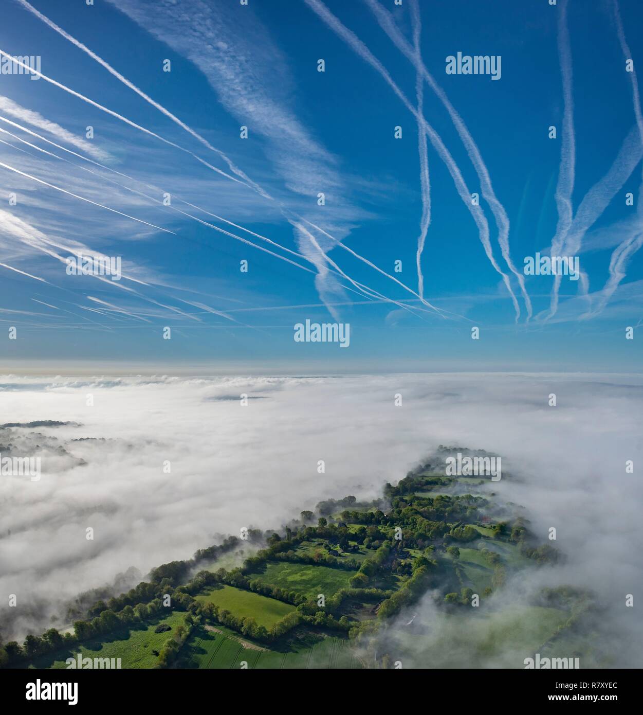 France, Calvados, Houlgate, the Norman countryside emerges from the ...