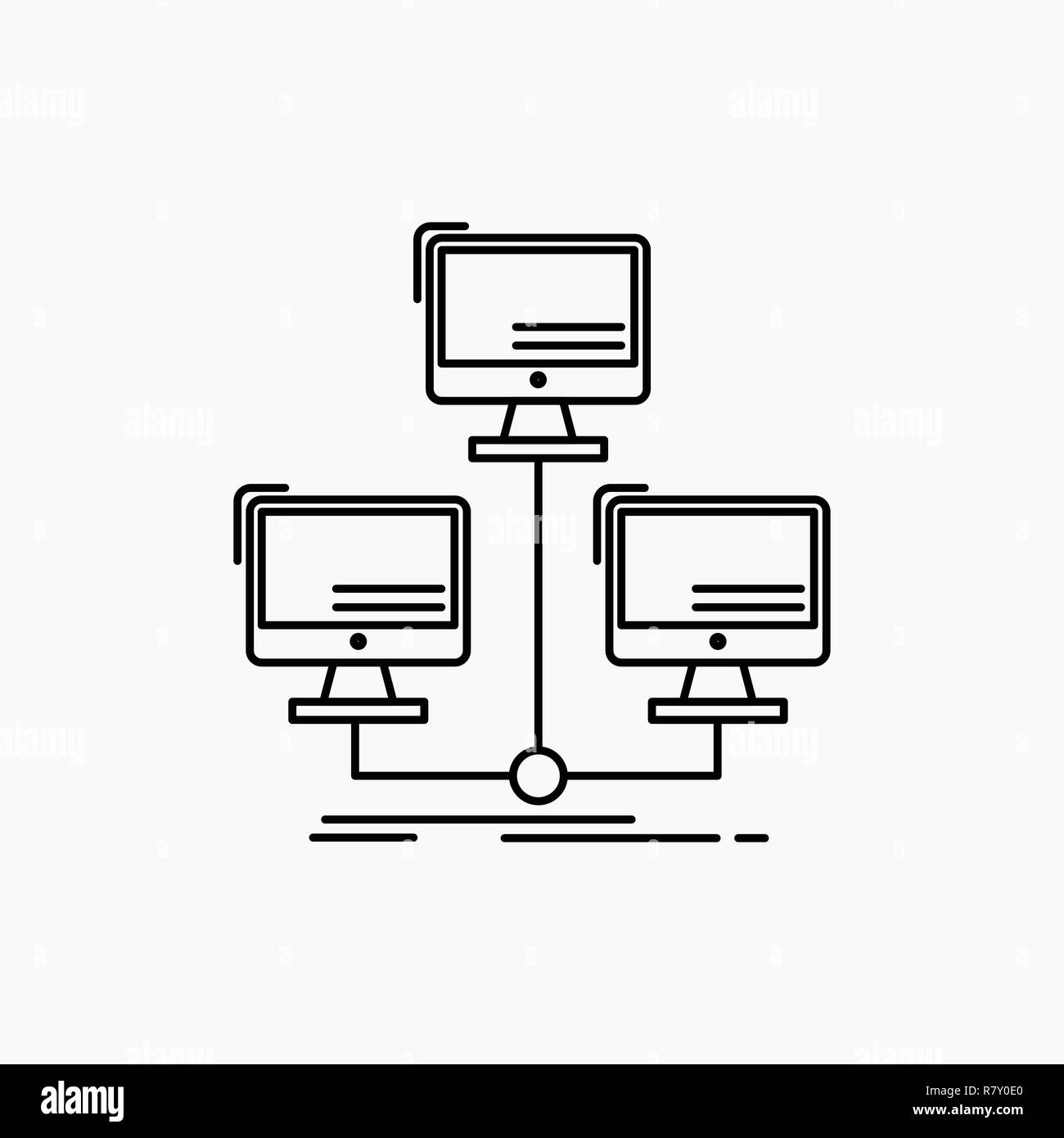 Database Distributed Connection Network Computer Line Icon Vector Isolated Illustration