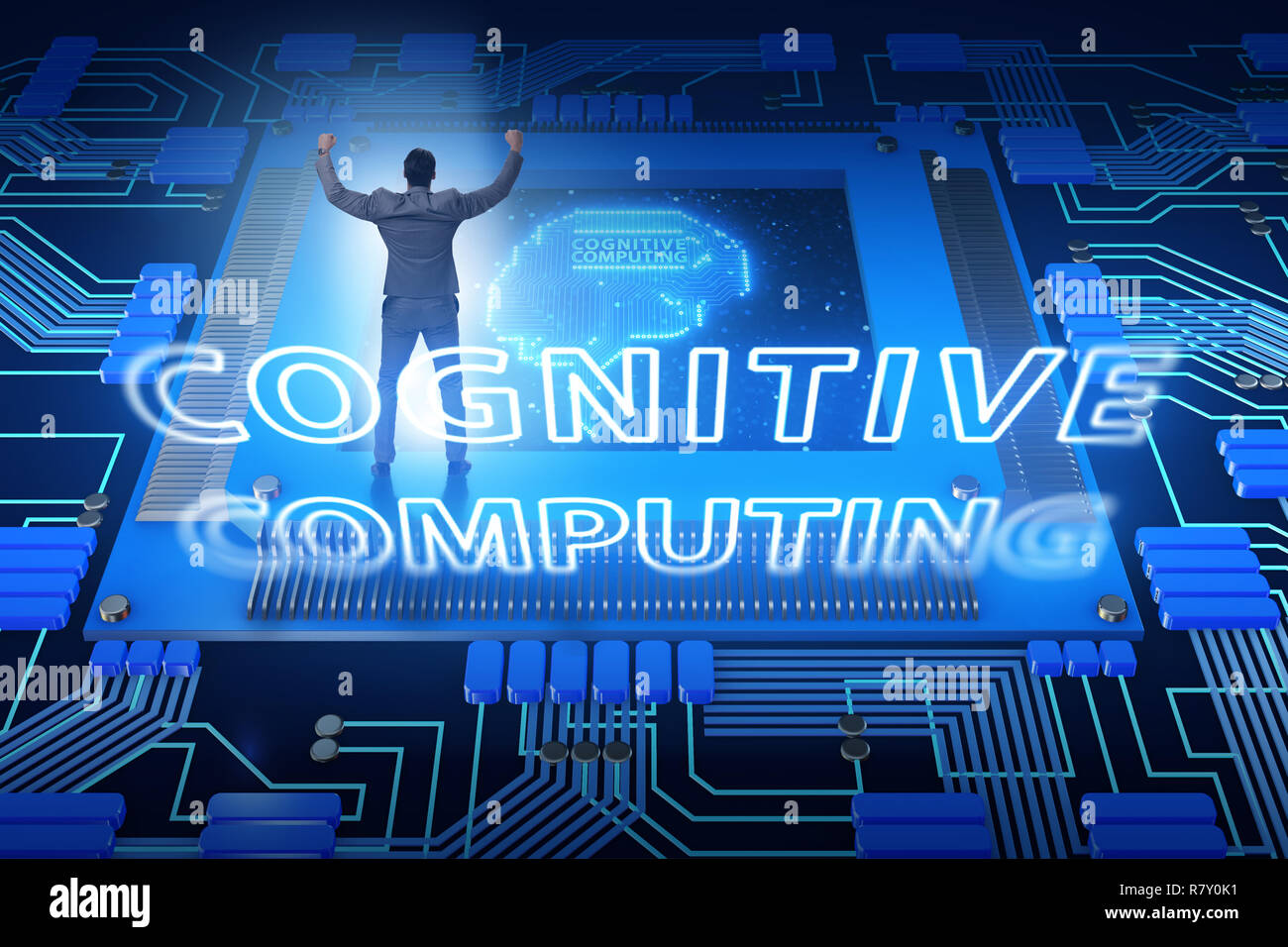 Cognitive computing concept as future technology with businessman Stock ...