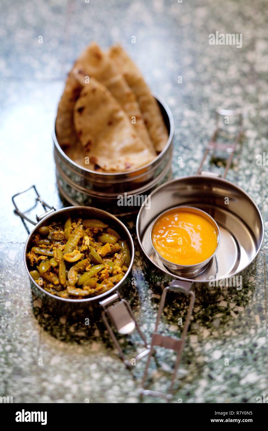 India, Maharashtra state, Mumbai (Bombay), tiffing box fricassee of ...