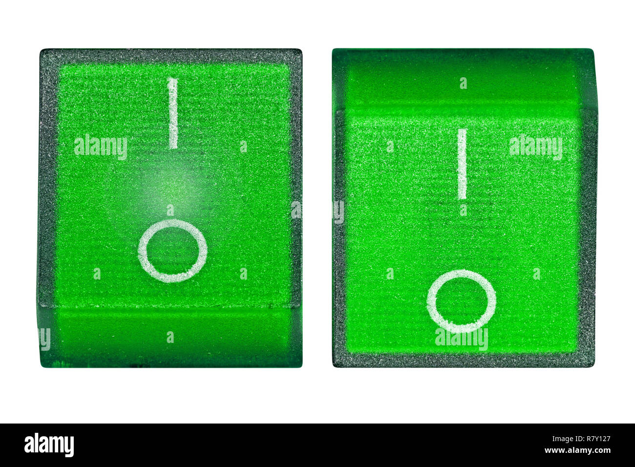 Green power switch, isolated on white background, with clipping path ...