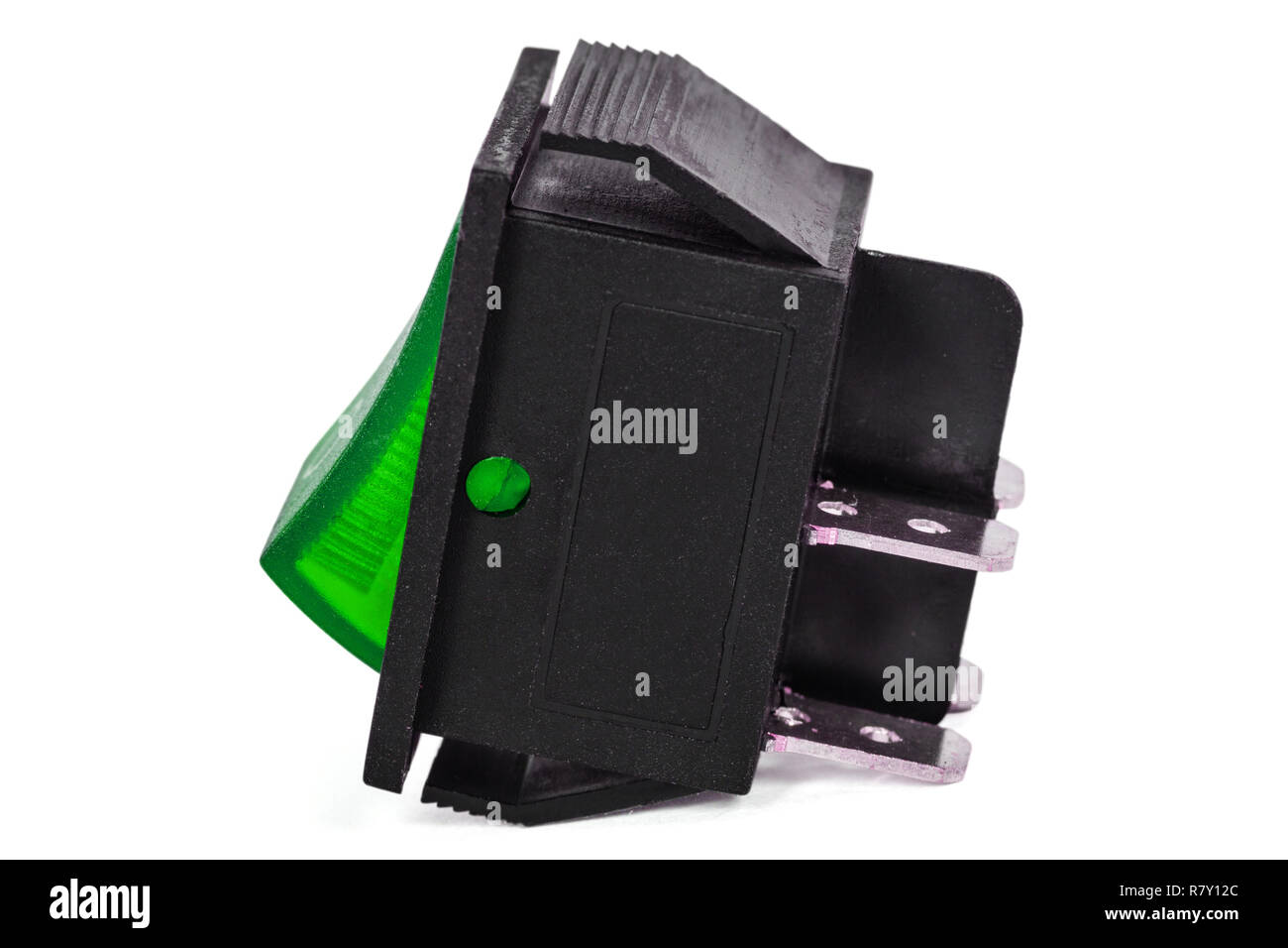 Green power switch, isolated on white background, with clipping path ...