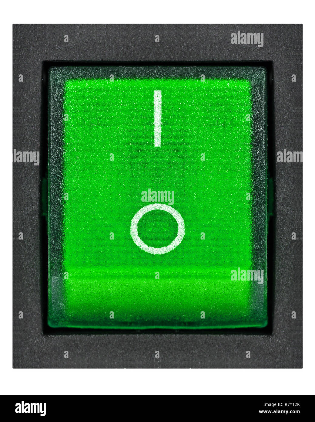 Green power switch, isolated on white background, with clipping path ...