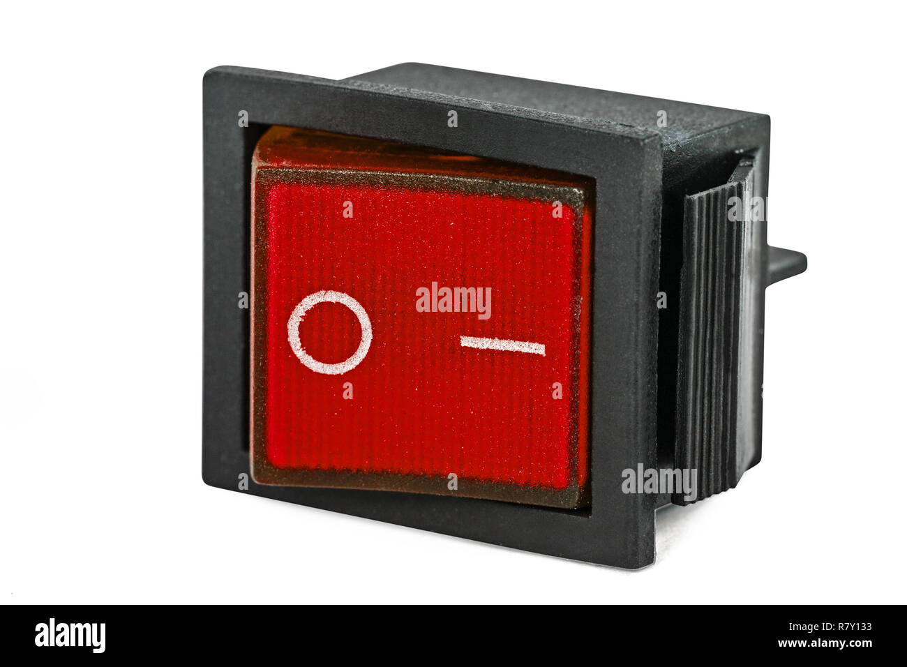 Red power switch, isolated on white background, with clipping path ...