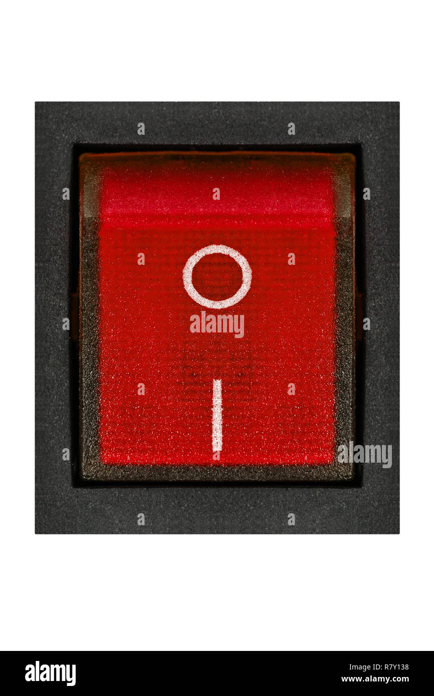 Red power switch, isolated on white background, with clipping path ...