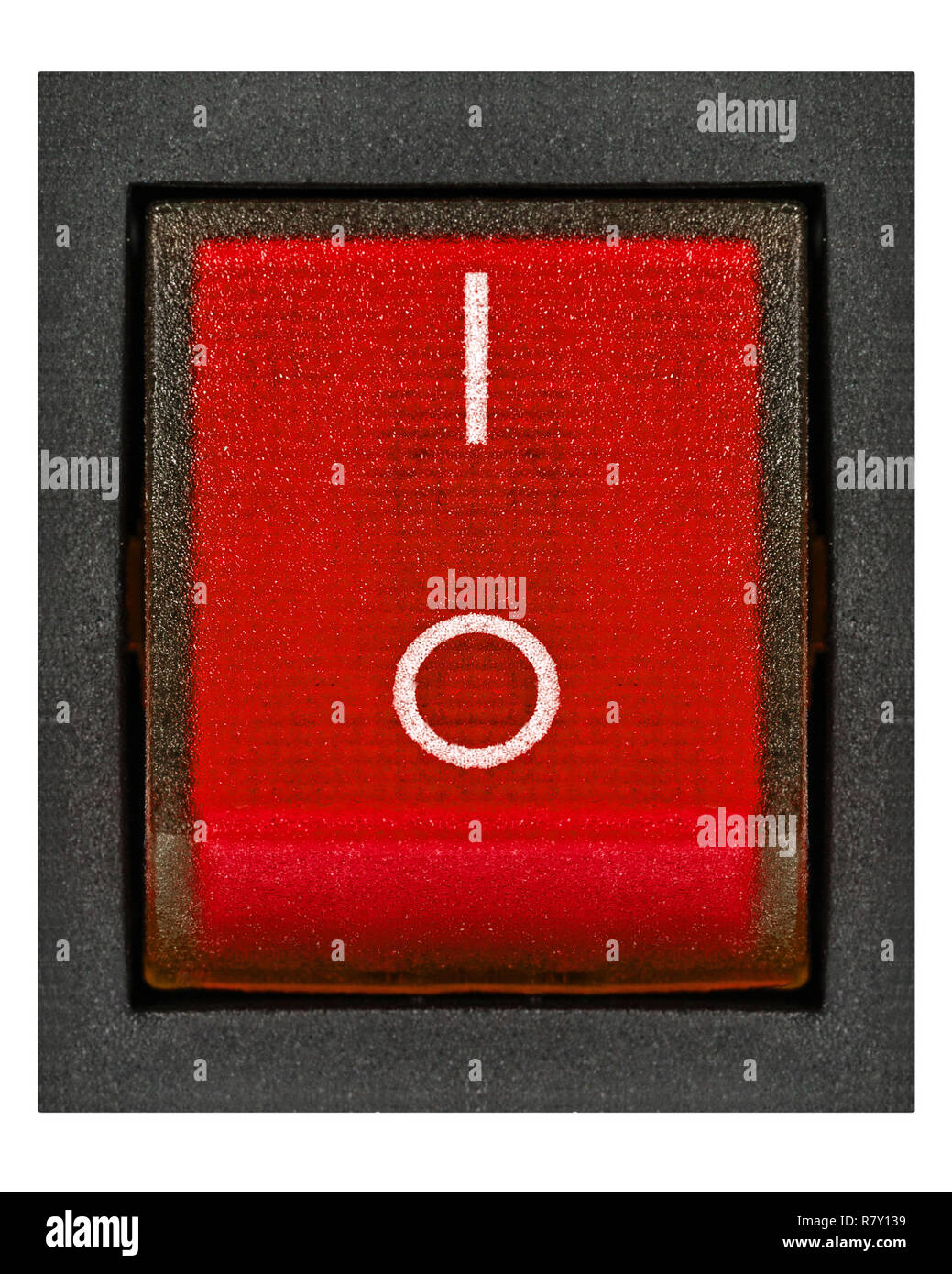 Red power switch, isolated on white background, with clipping path ...