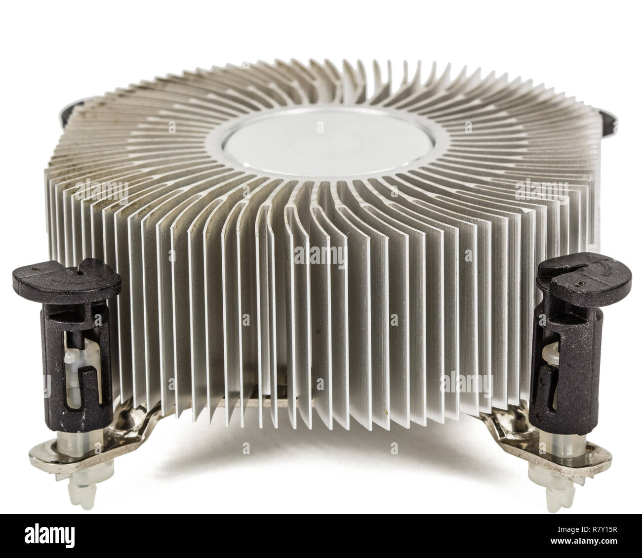 Radiator from aluminium or cooling of computer processor, isolated on ...