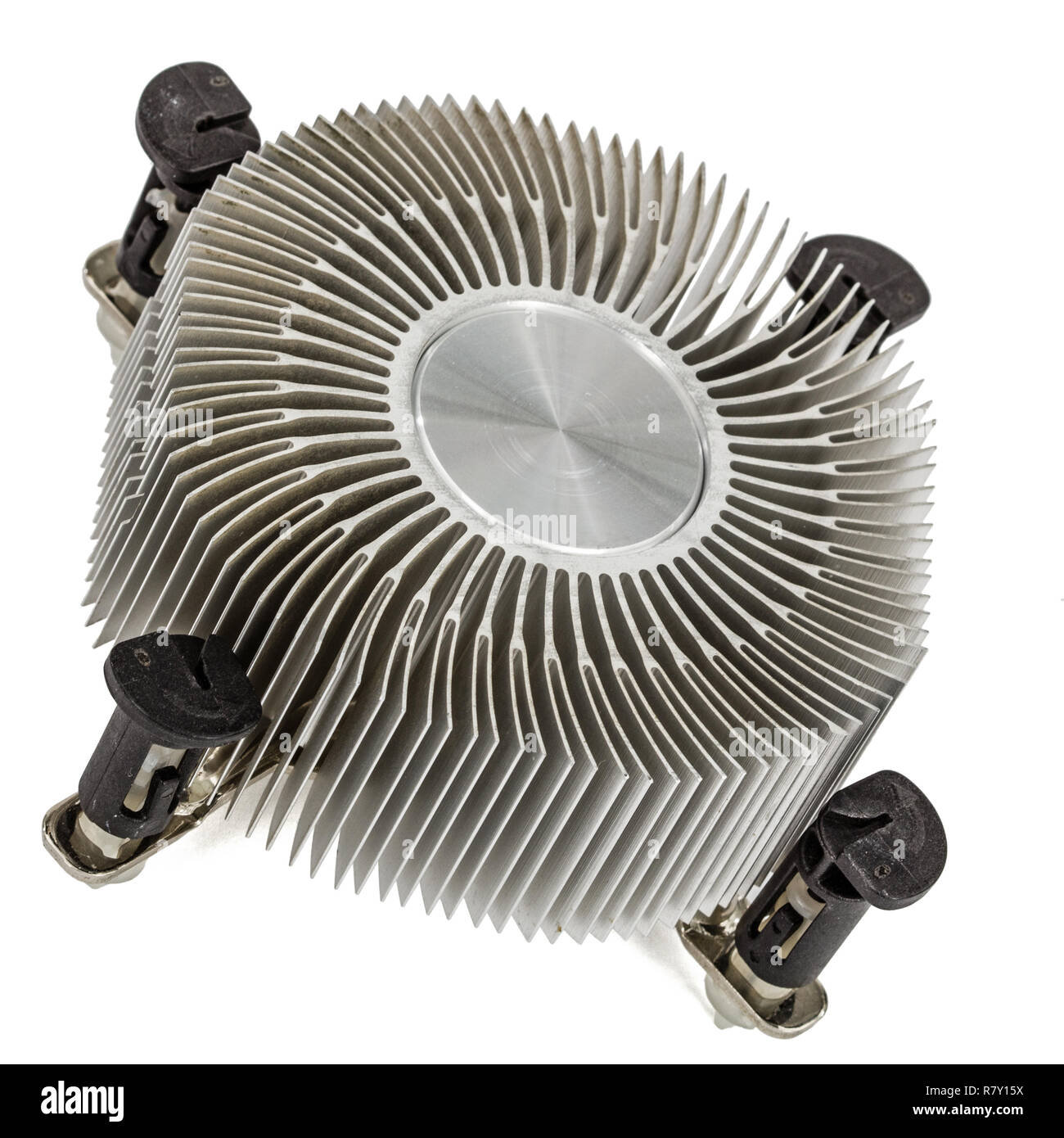 Radiator from aluminium or cooling of computer processor, isolated on ...