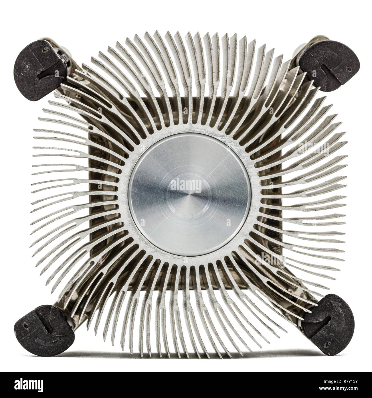 Radiator from aluminium or cooling of computer processor, isolated on ...