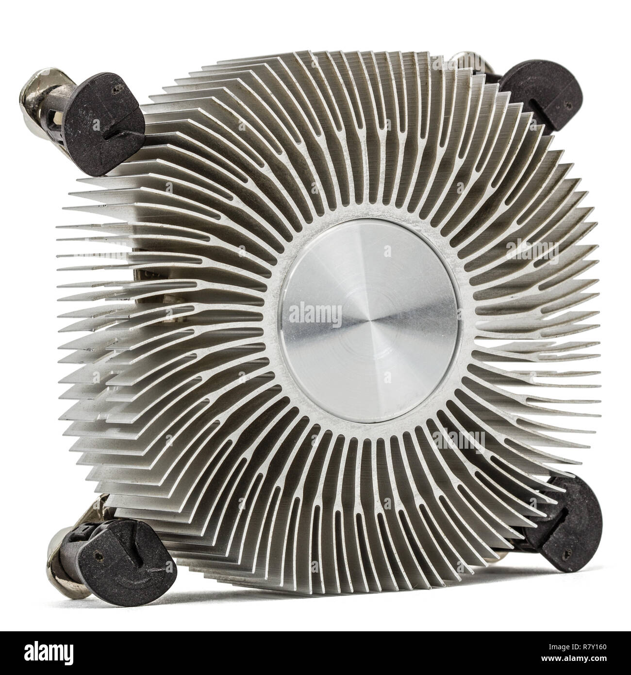Radiator from aluminium or cooling of computer processor, isolated on ...