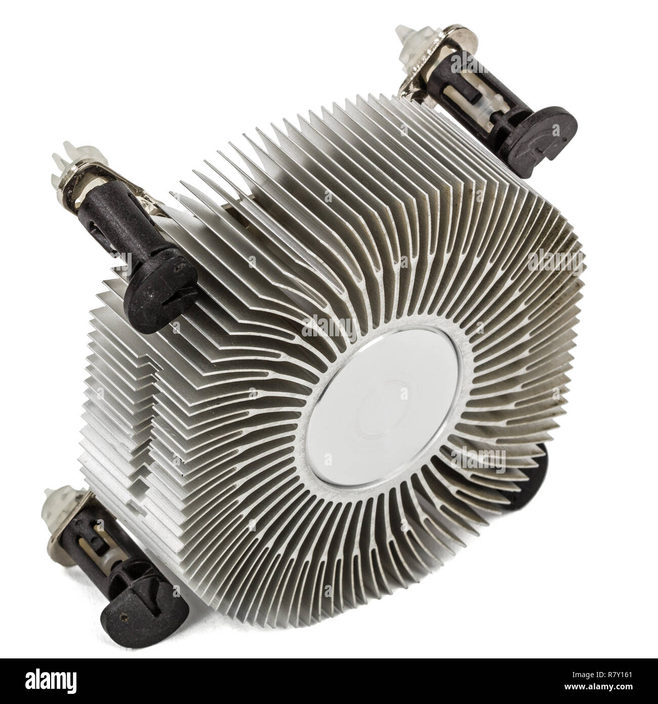 Radiator from aluminium or cooling of computer processor, isolated on ...