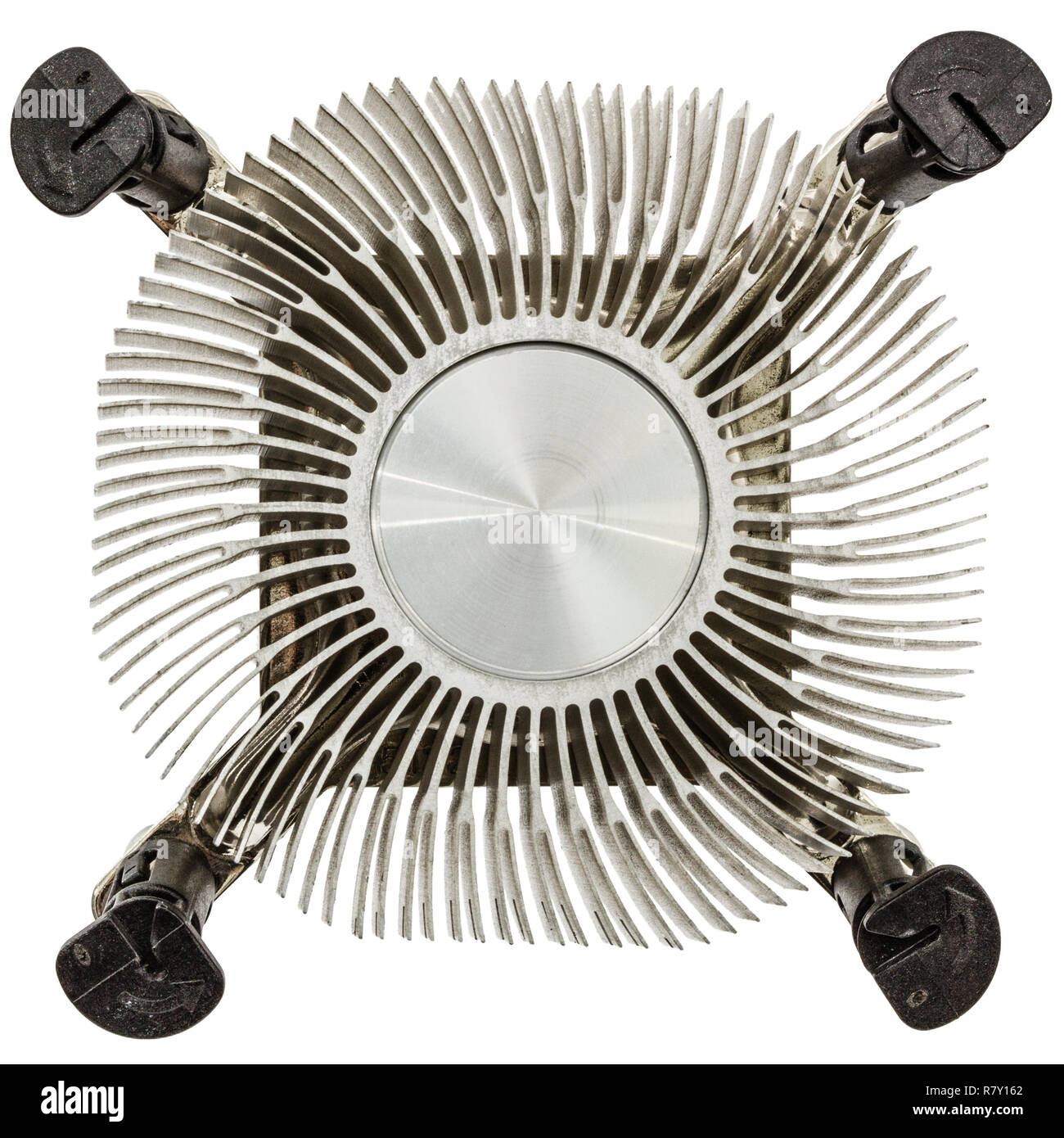 Radiator from aluminium or cooling of computer processor, isolated on ...