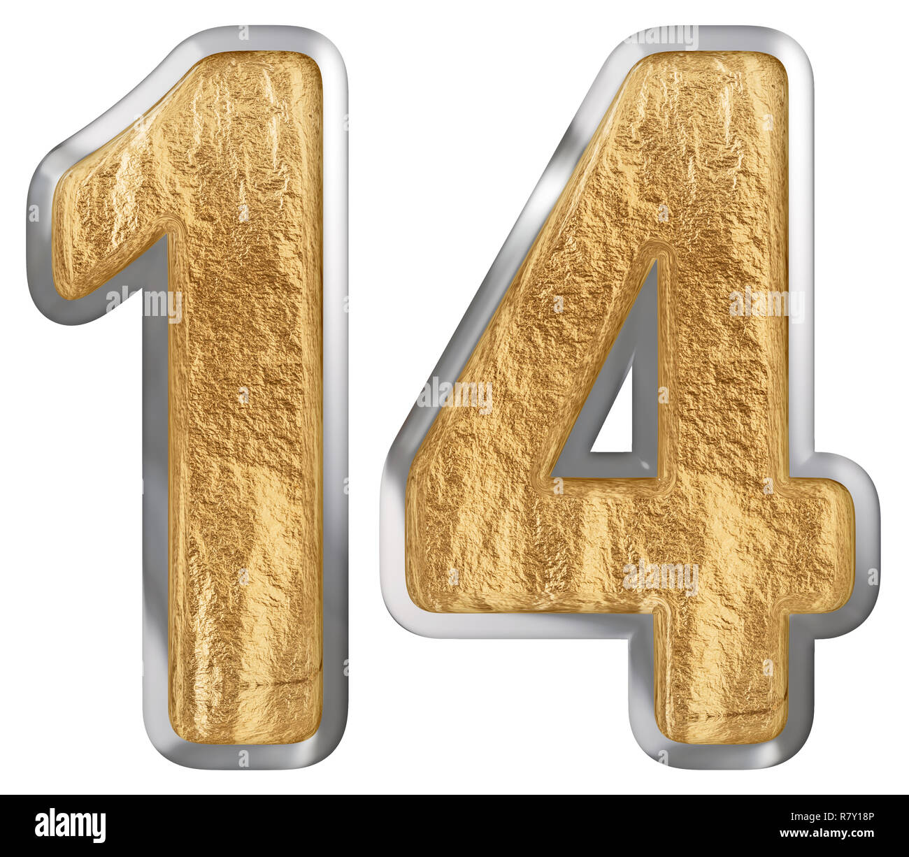 Numeral 14, fourteen, isolated on white background, 3d render Stock ...