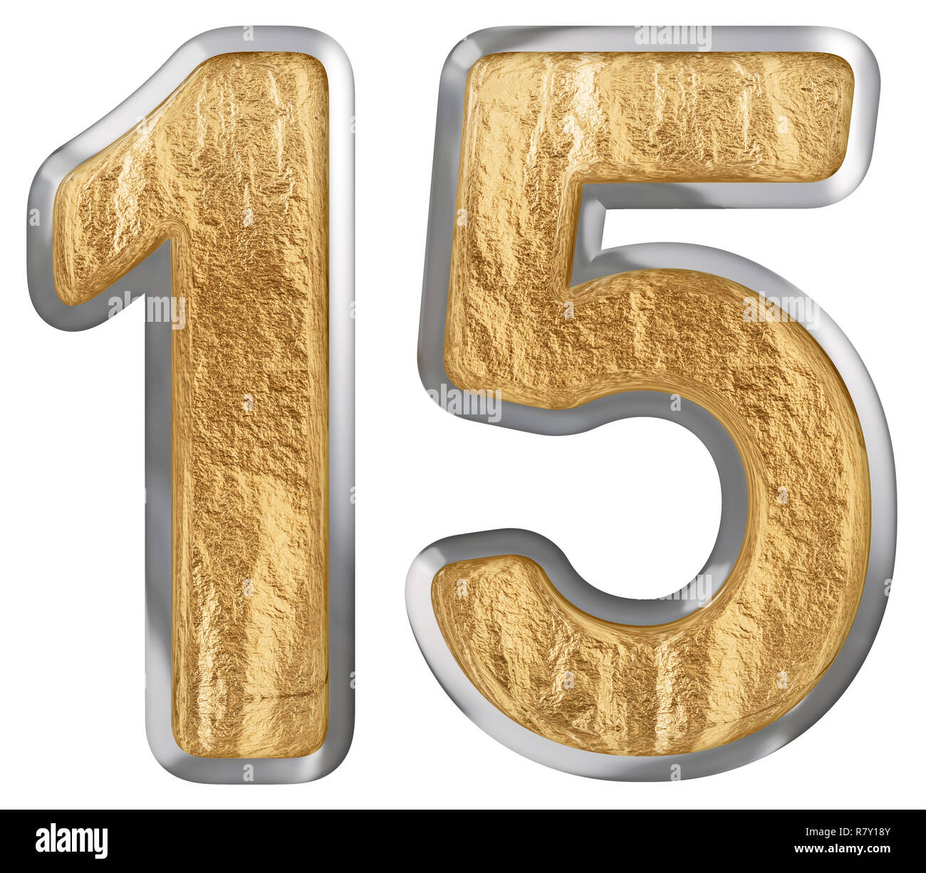 Numeral 15, fifteen, isolated on white background, 3d render Stock ...