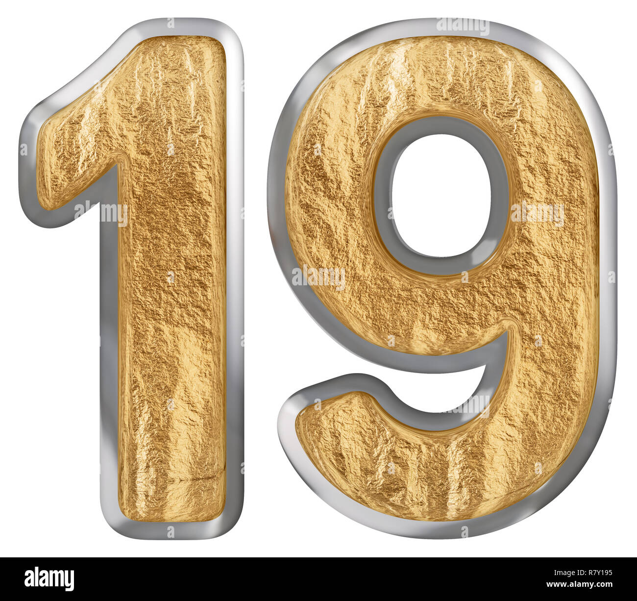 Numeral 19, nineteen, isolated on white background, 3d render Stock ...