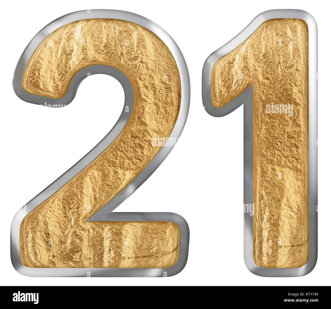 Numeral 21, twenty one, isolated on white background, 3d render Stock ...