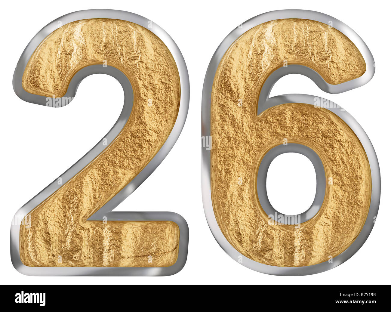 Numeral 26, twenty six, isolated on white background, 3d render Stock ...