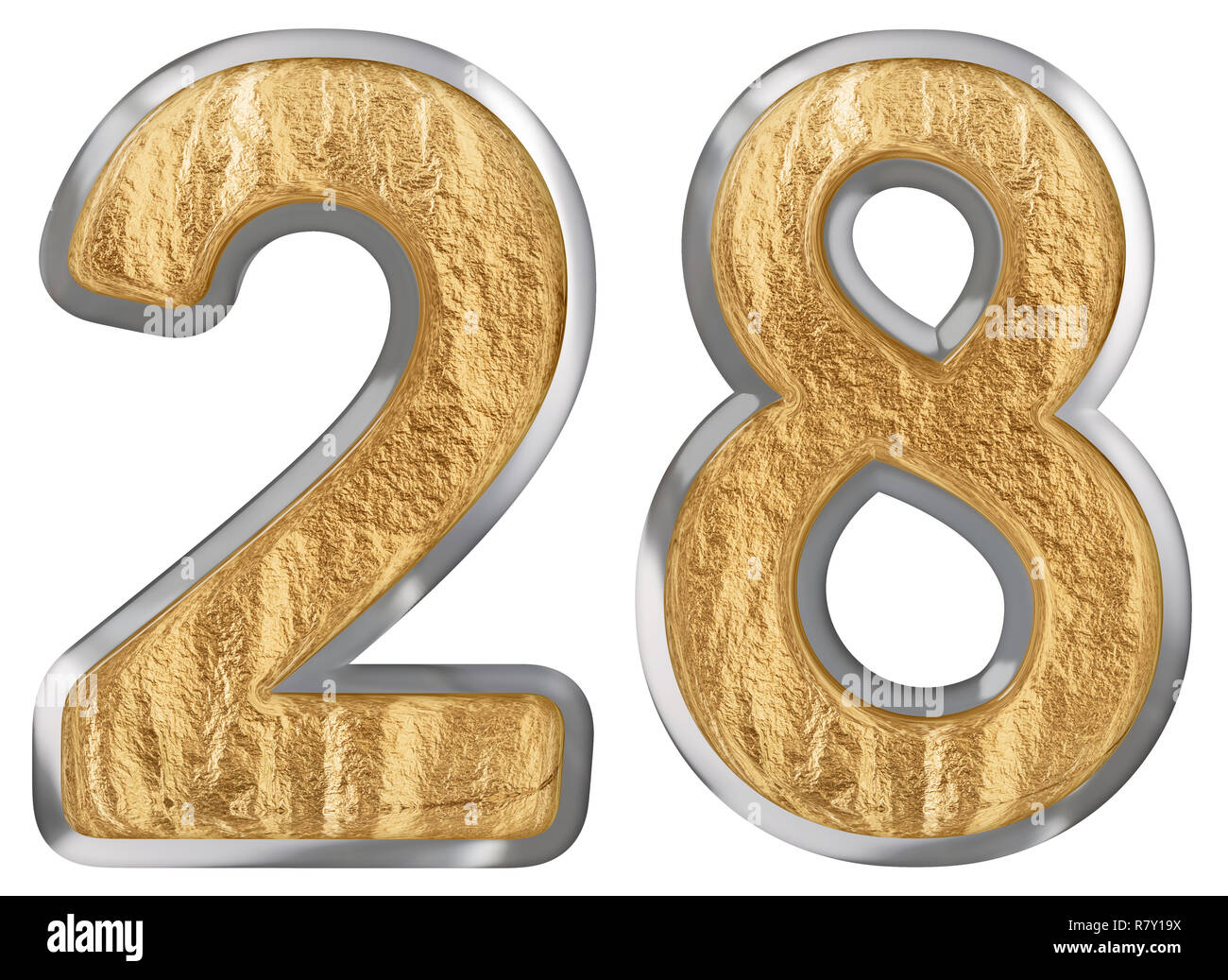 Numeral 28, twenty eight, isolated on white background, 3d render Stock ...