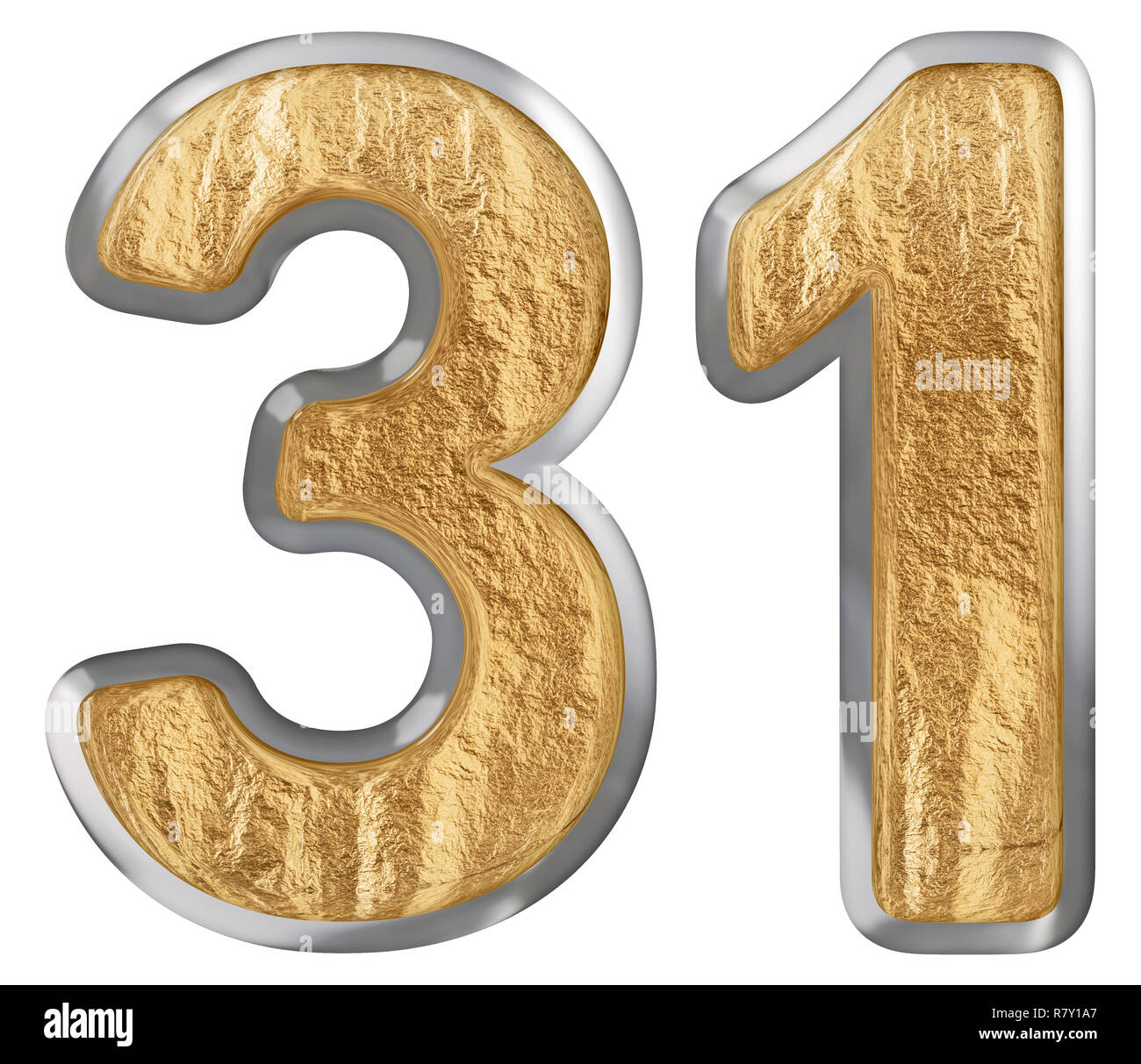 Numeral 31, thirty one, isolated on white background, 3d render Stock ...