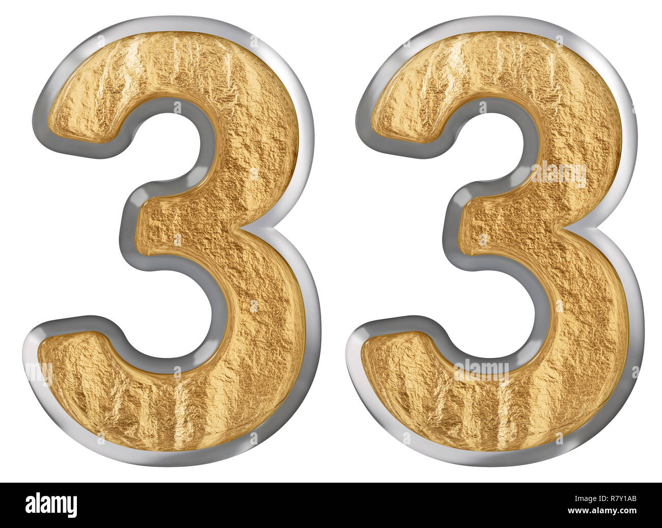 Numeral 33, thirty three, isolated on white background, 3d render Stock ...