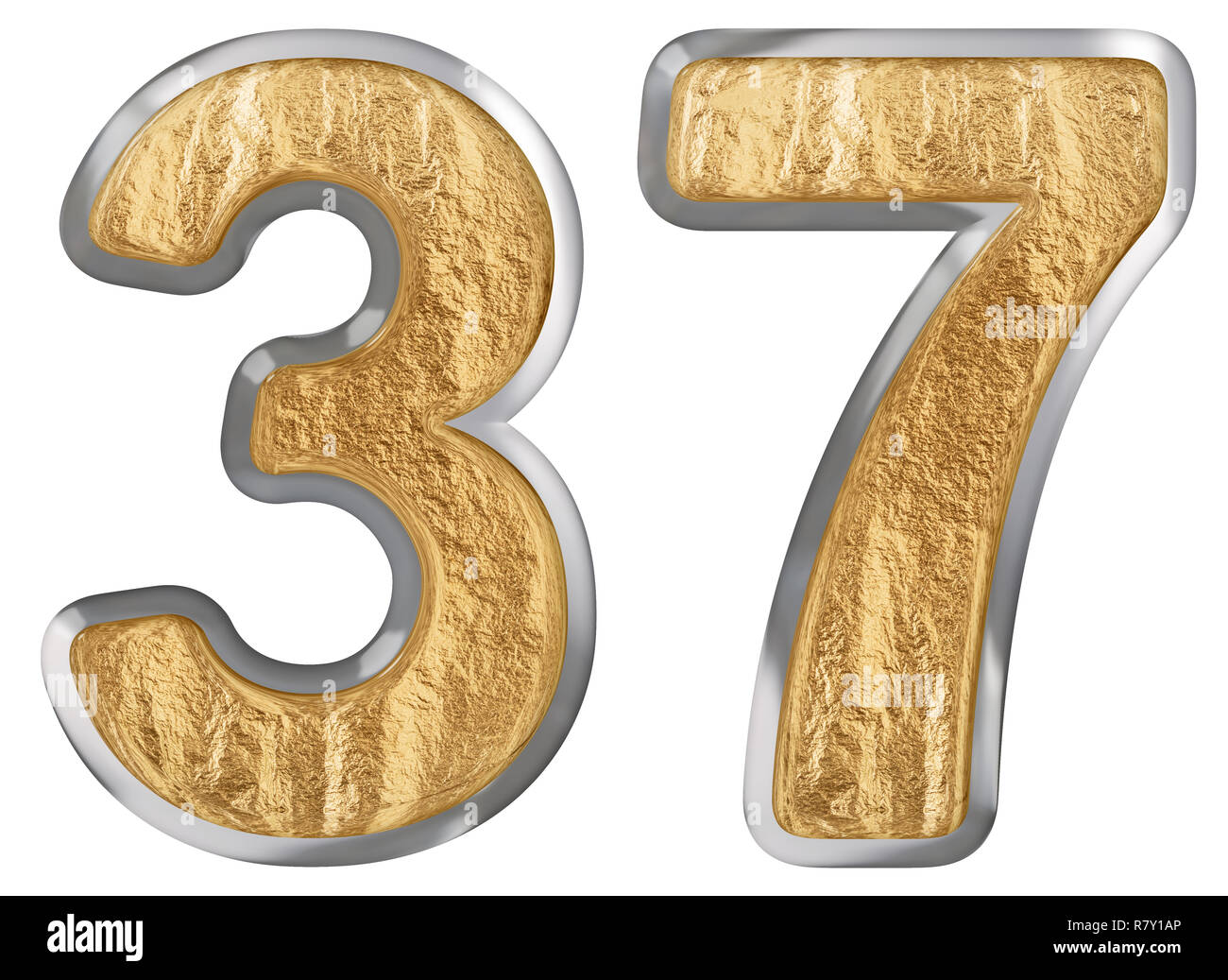 Numeral 37, thirty seven, isolated on white background, 3d render Stock ...