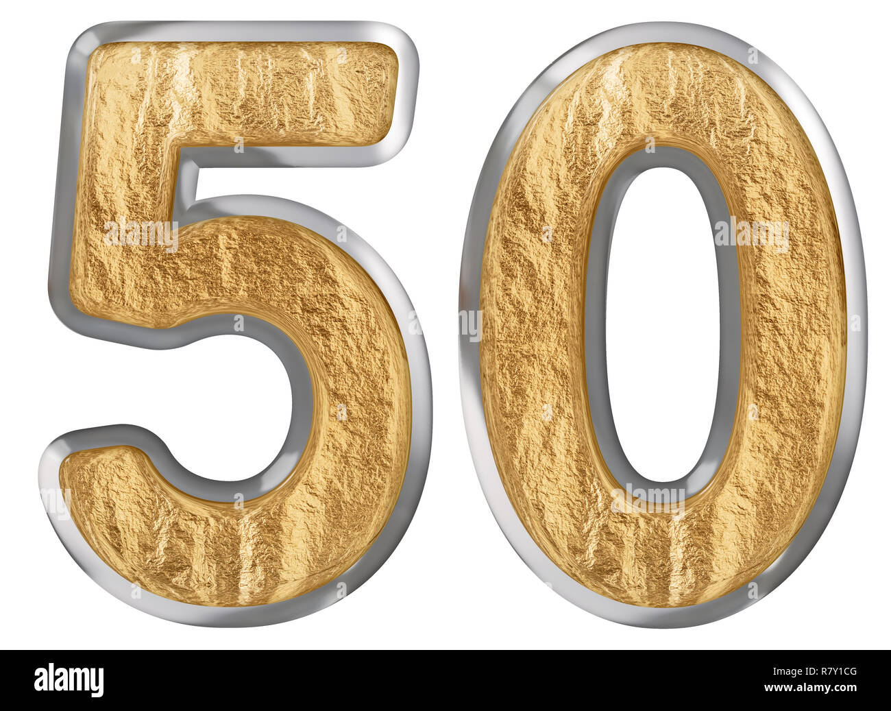 3d render gold text 50 hi-res stock photography and images - Alamy