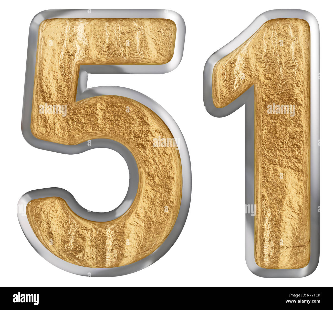 Numeral 51, fifty one, isolated on white background, 3d render Stock ...