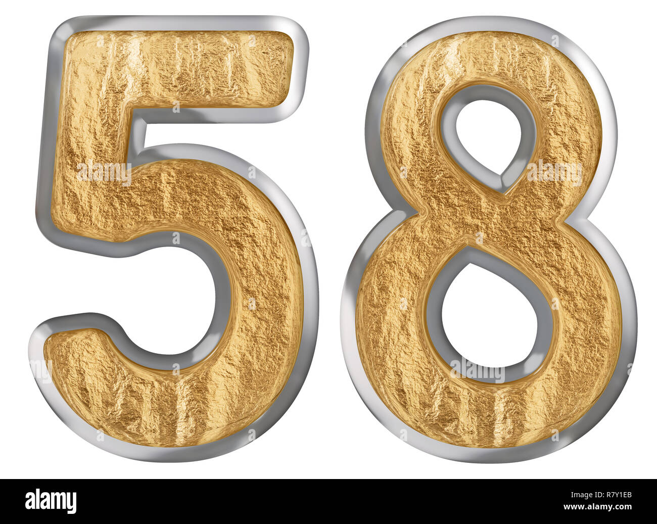 Numeral 58, fifty eight, isolated on white background, 3d render Stock ...