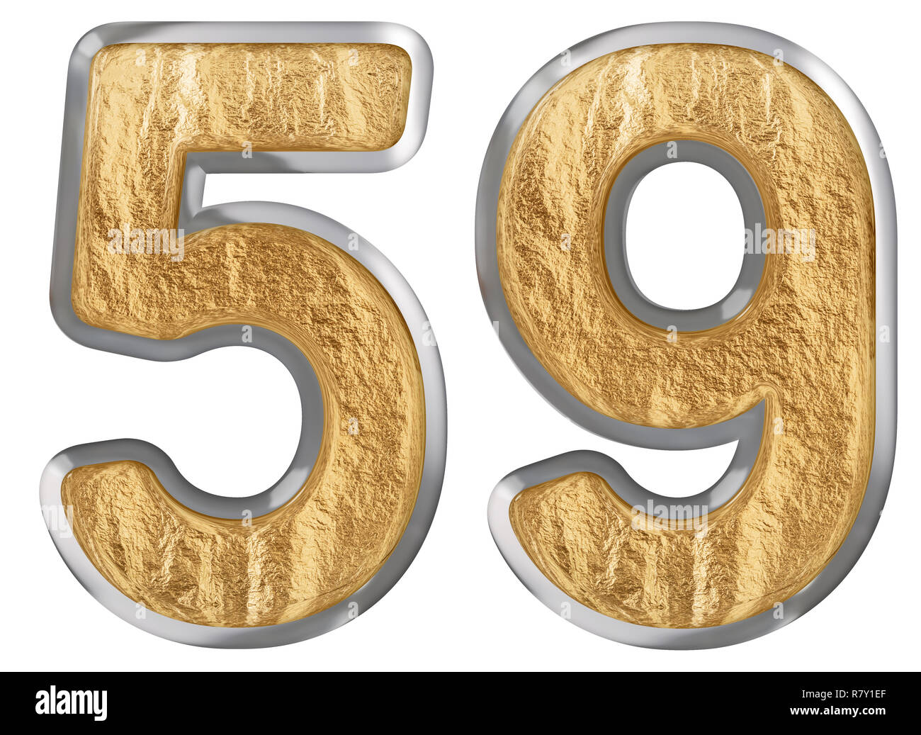 Numeral 59, fifty nine, isolated on white background, 3d render Stock ...
