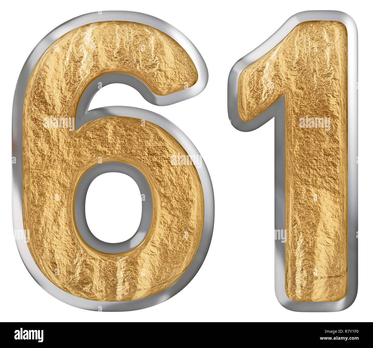 Numeral 61, sixty one, isolated on white background, 3d render Stock ...