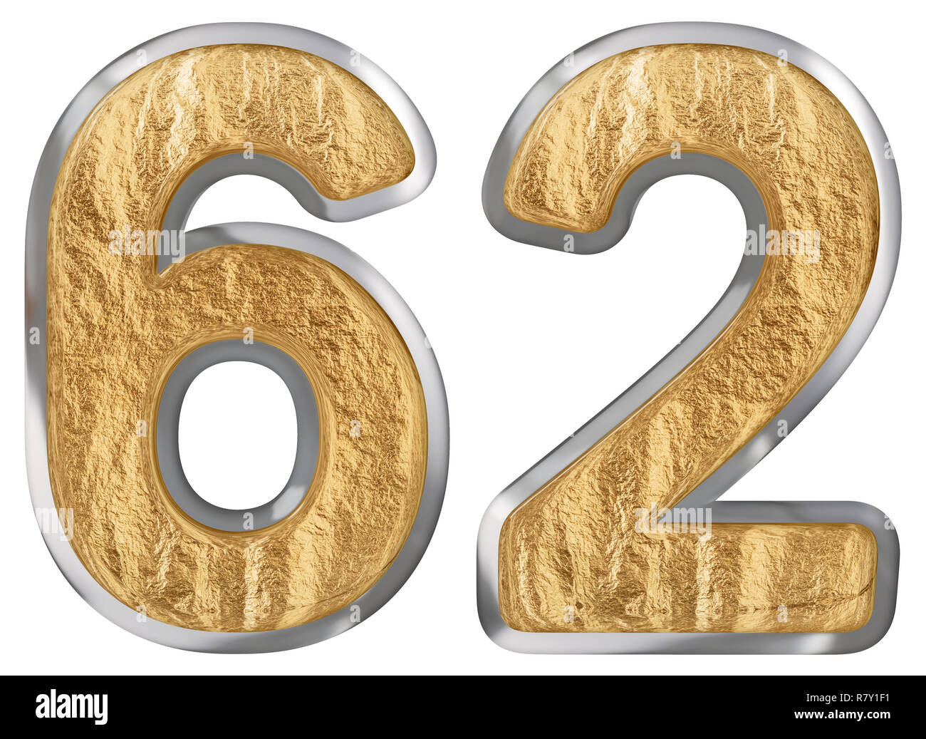 Numeral 62, sixty two, isolated on white background, 3d render Stock ...