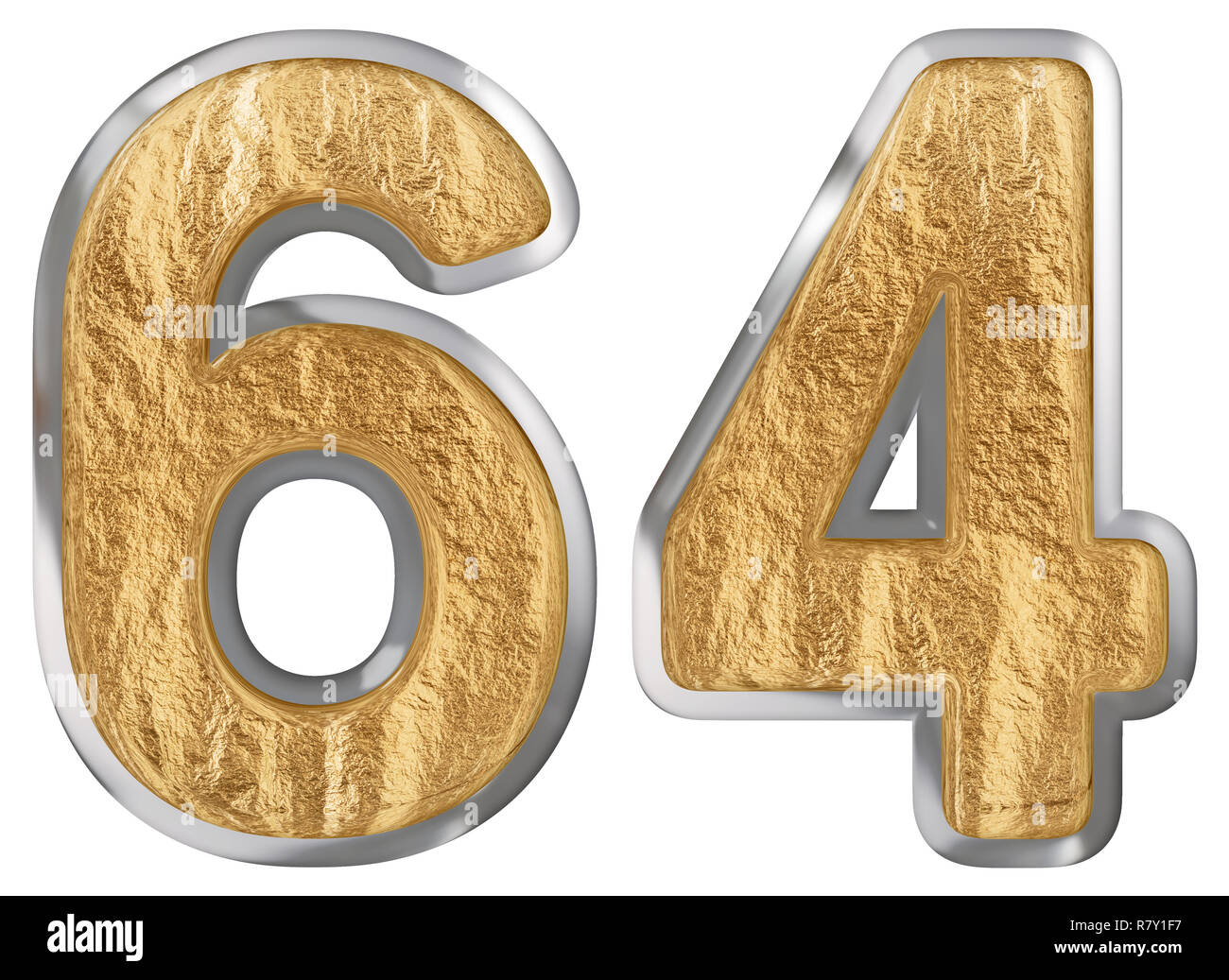 Numeral 64, sixty four, isolated on white background, 3d render Stock ...