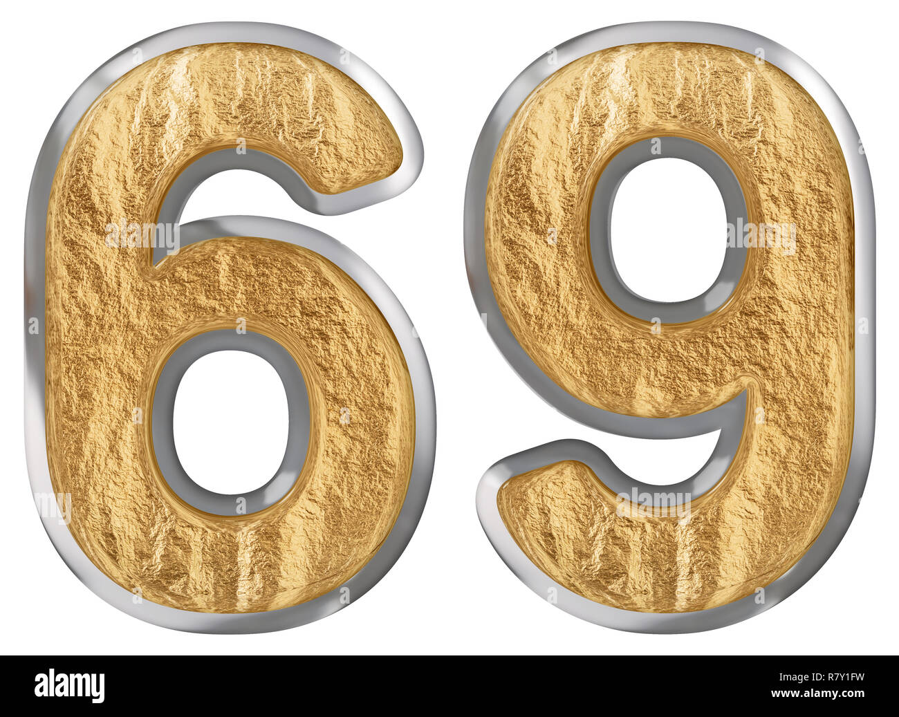 3d render gold text 69 hi-res stock photography and images - Alamy