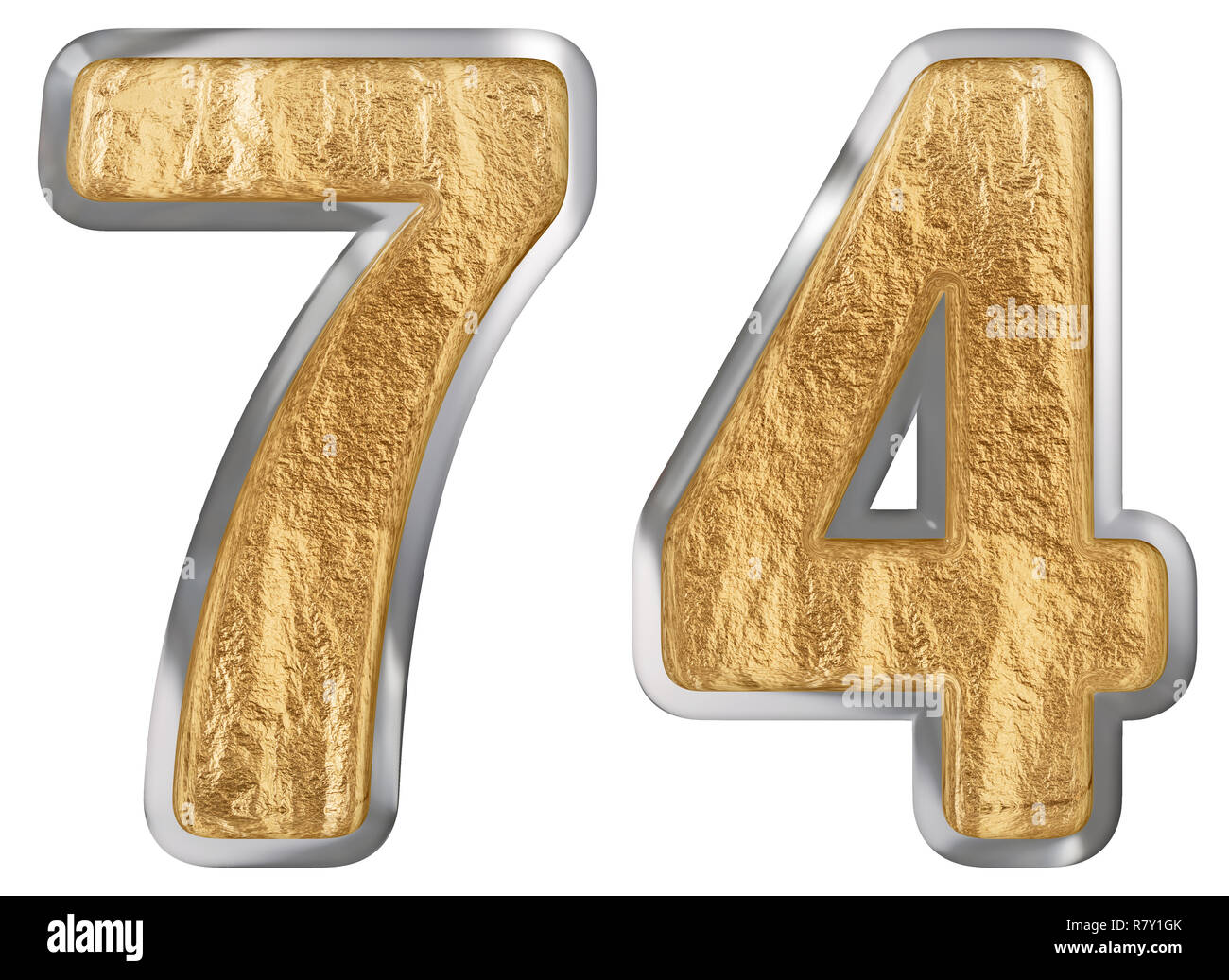 Numeral 74, seventy four, isolated on white background, 3d render Stock ...