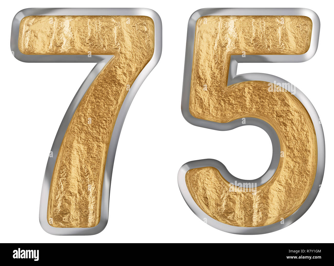 Numeral 75, seventy five, isolated on white background, 3d render Stock ...