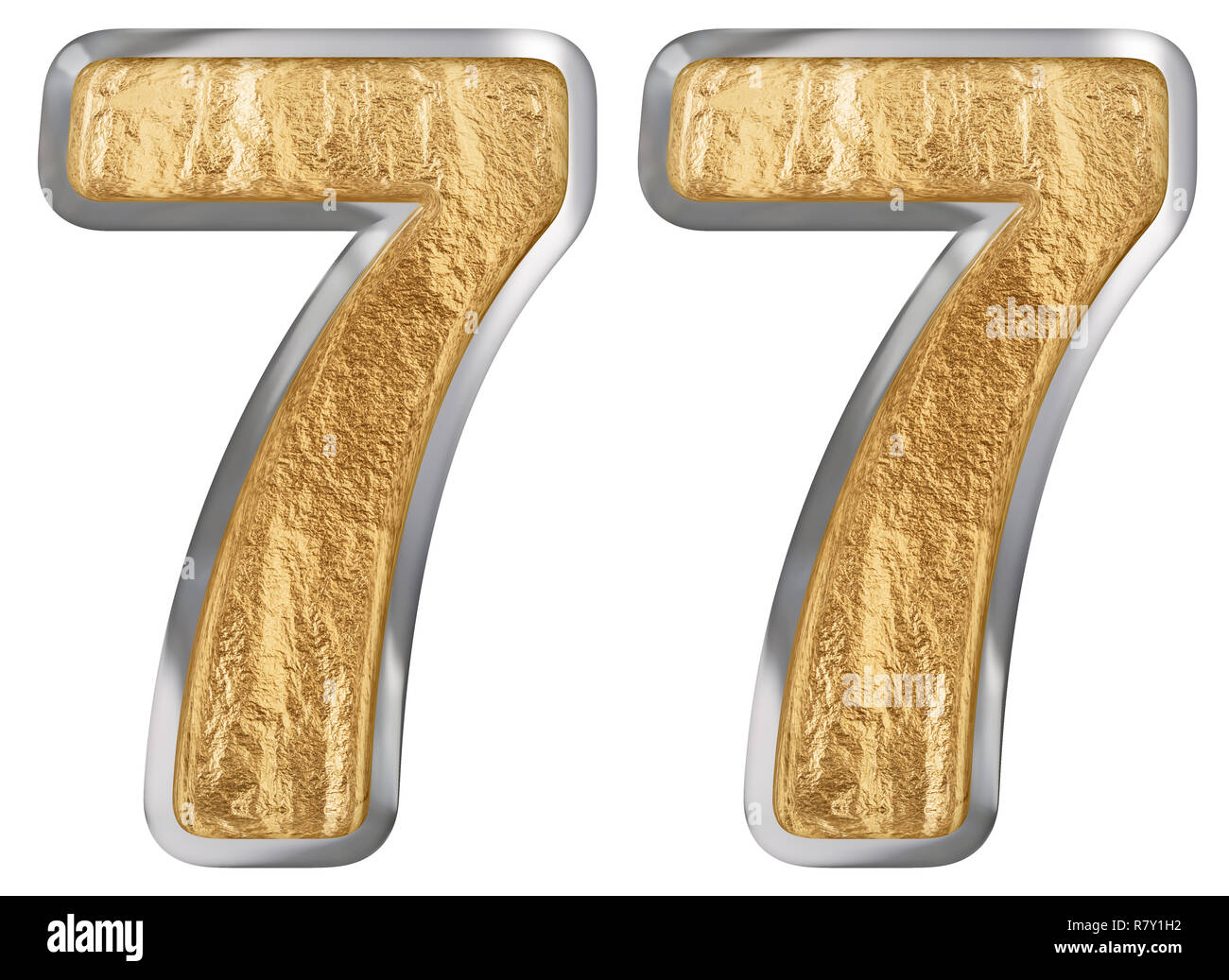 Numeral 77, seventy seven, isolated on white background, 3d render ...