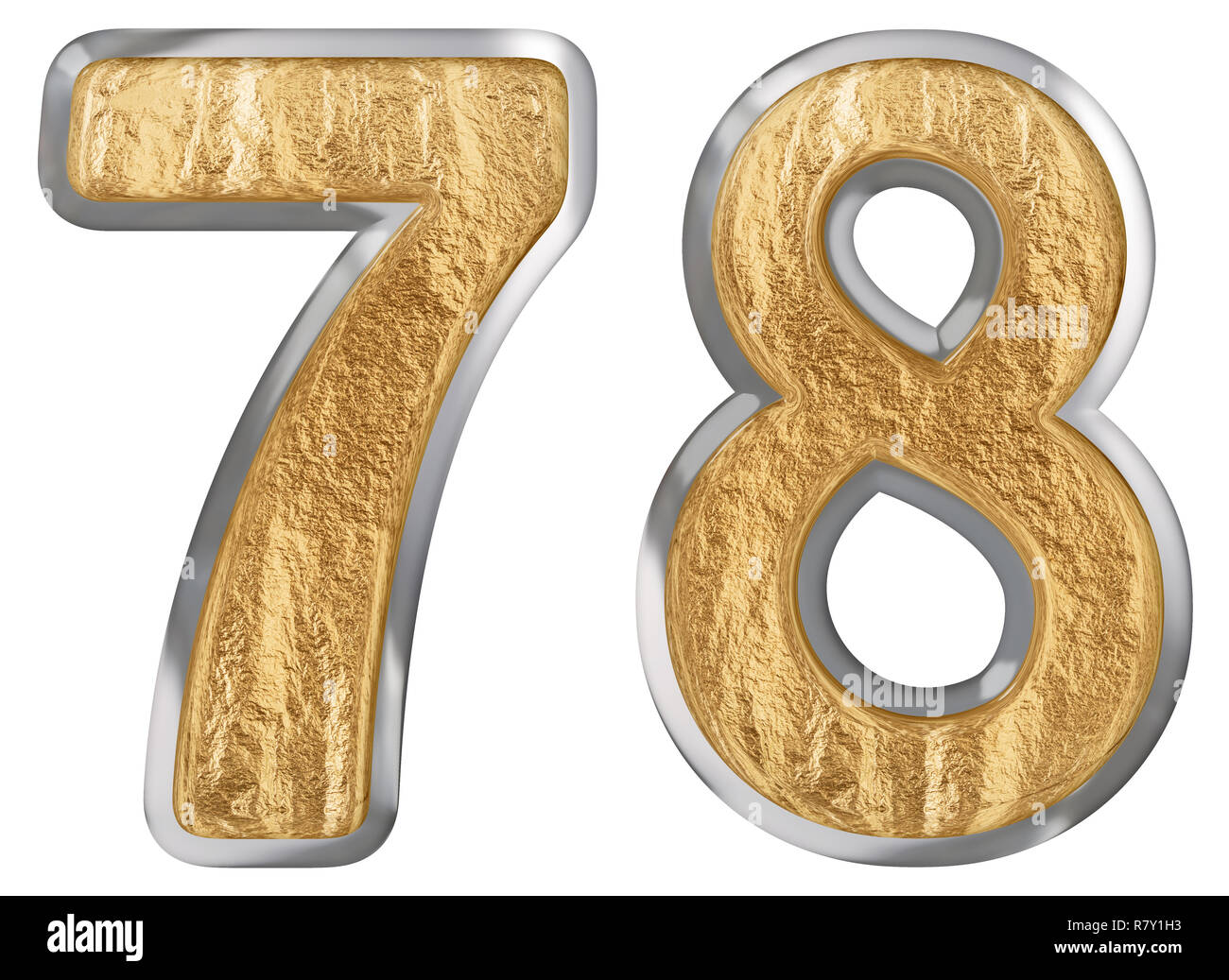 Numeral 78, seventy eight, isolated on white background, 3d render ...