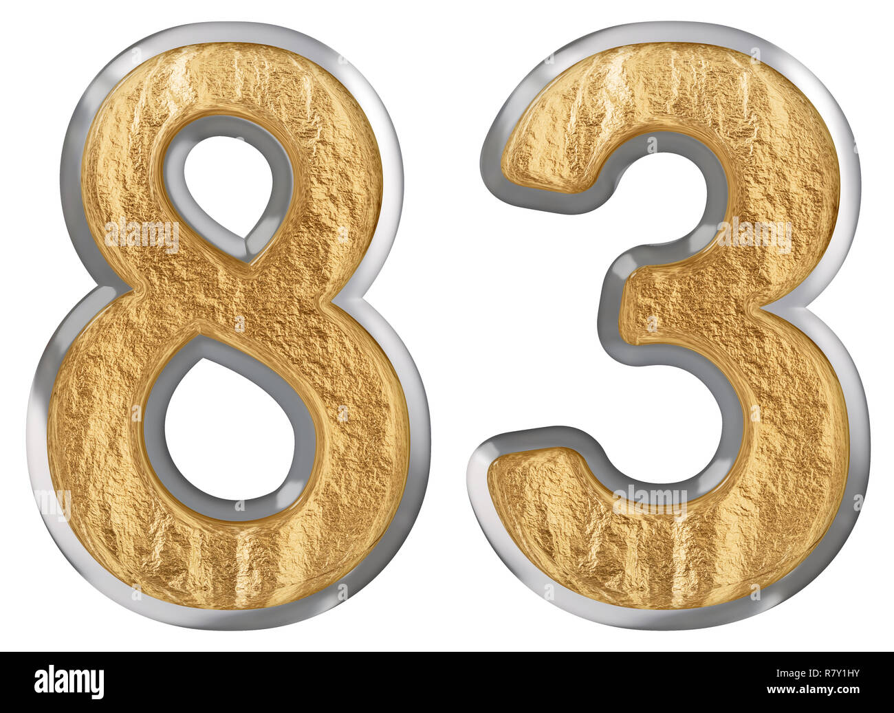 Numeral 83, eighty three, isolated on white background, 3d render Stock ...