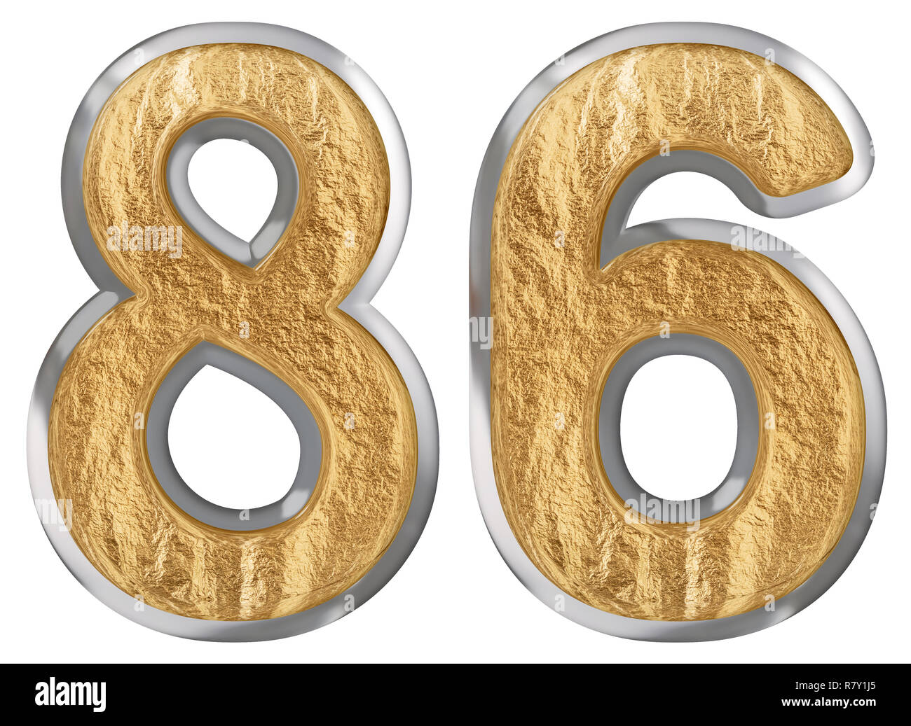 Numeral 86, eighty six, isolated on white background, 3d render Stock ...