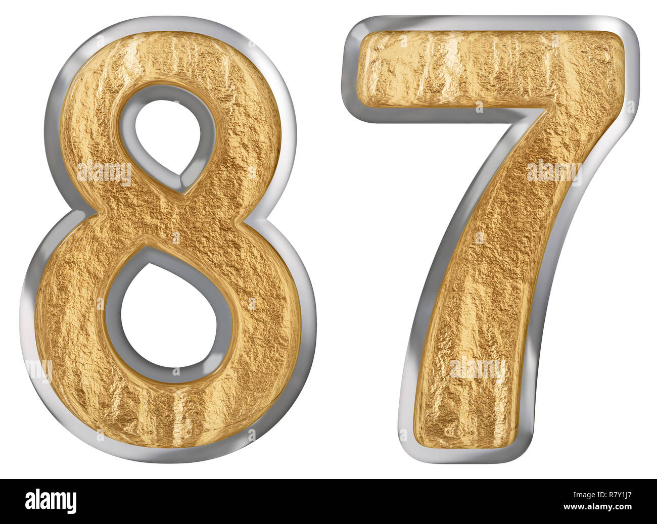 Numeral 87, eighty seven, isolated on white background, 3d render Stock ...