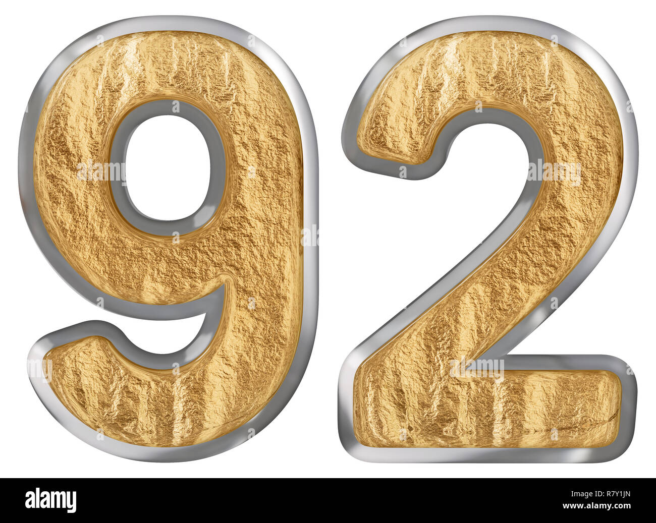 Numeral 92, ninety two, isolated on white background, 3d render Stock ...