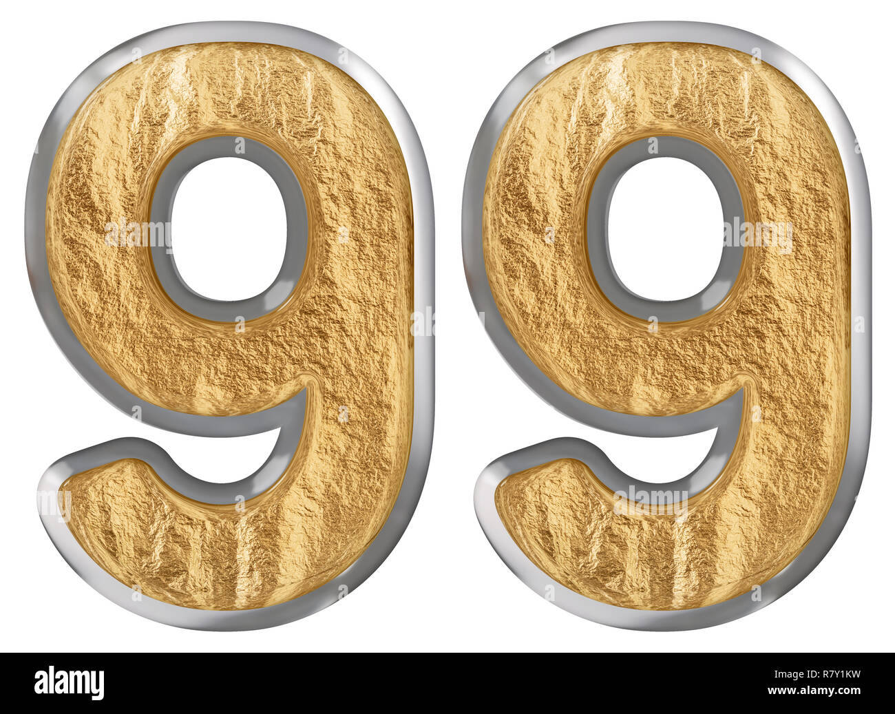 Numeral 99, ninety nine, isolated on white background, 3d render Stock ...