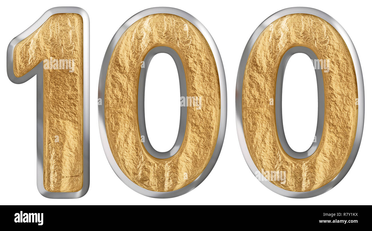 Numeral 100, one hundred, isolated on white background, 3d render Stock ...